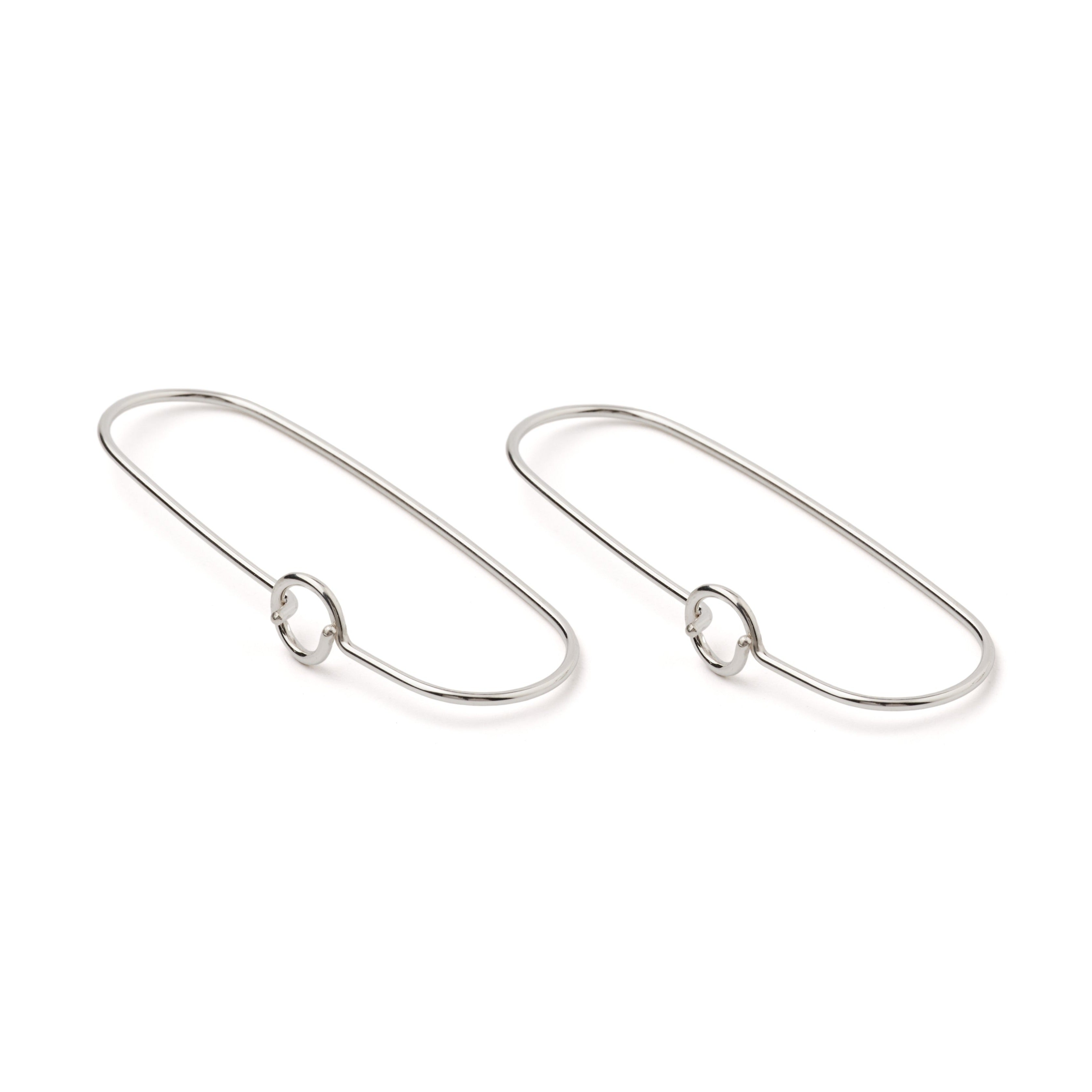 Oval Clip Hoops - Sterling Silver Earrings - Geometric Earrings